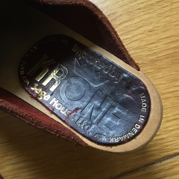 Krone | Shoes | Vintage Krone Leather Denmark Wood Heel Clogs | Poshmark